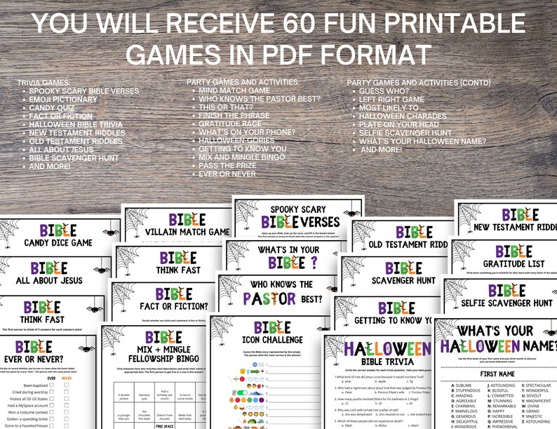 Halloween Bible Games Bundle: Church Party Activities and Christian ...