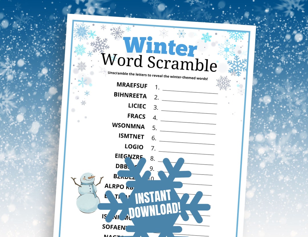 Winter Word Scramble Game for Kids, Teens, & Adults, Winter Class Party ...