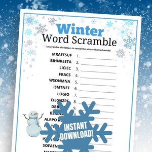 Winter Word Scramble Game for Kids, Teens, & Adults, Winter Class Party ...