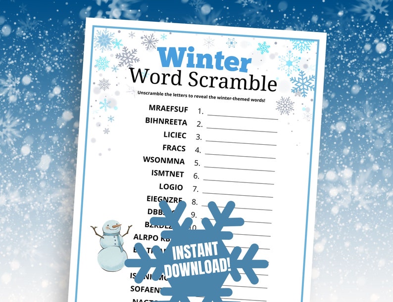 Winter Word Scramble Game: Holiday Party Activity (PDF) - Etsy