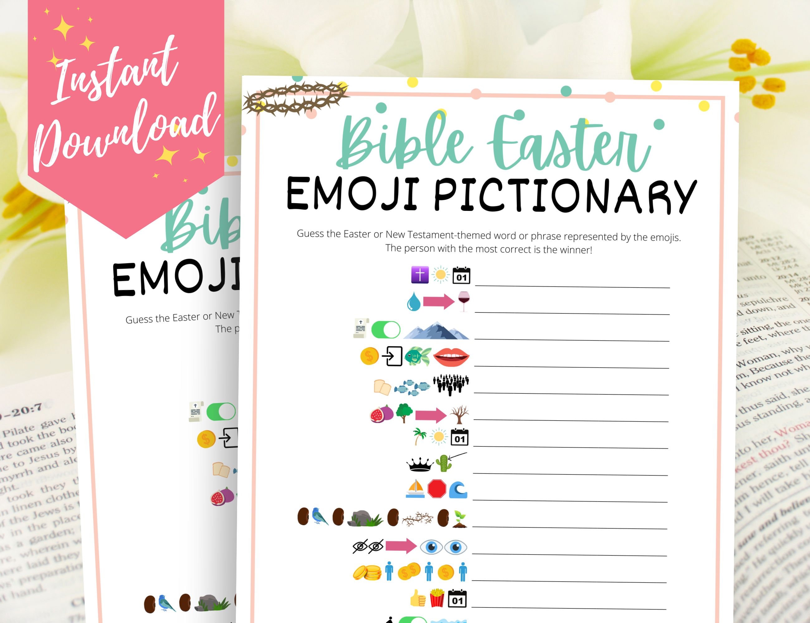 Easter Bible Emoji Pictionary Game Fun Christian Easter Game - Etsy