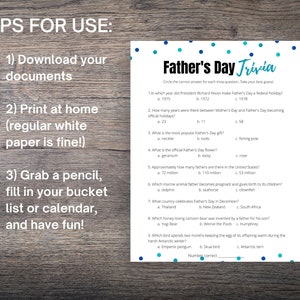 Father's Day Trivia Game Printable for Kids and Adults | Etsy