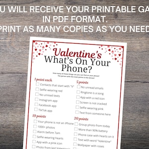 Valentine's 'what's on Your Phone' Game: Fun Party Idea (PDF) - Etsy