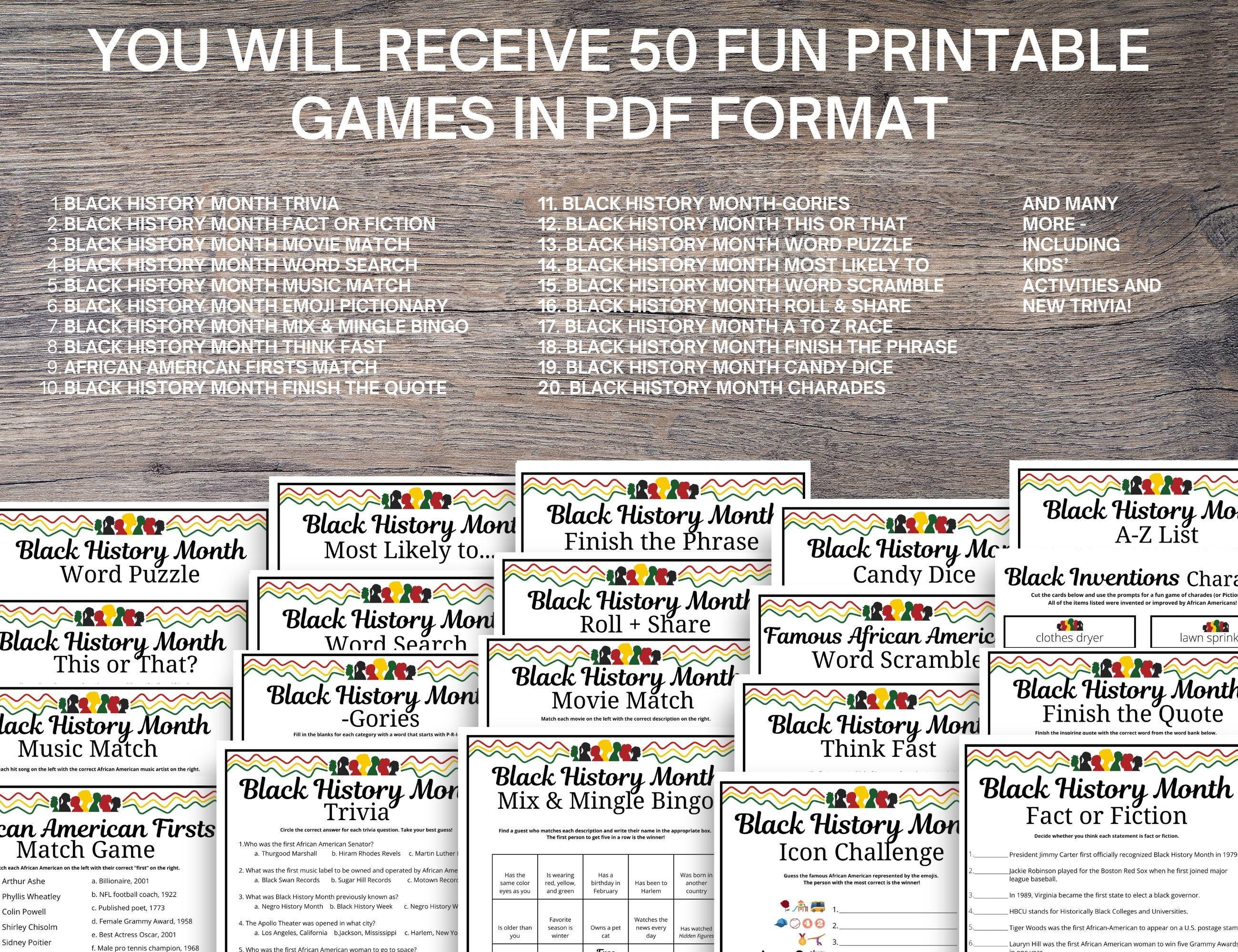 Black History Month Games MEGA Bundle: Trivia, Party Games and ...