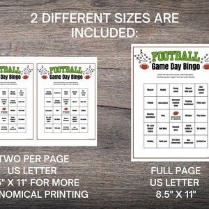 Football Bingo Game: Fun Party Idea (printable PDF) - Etsy