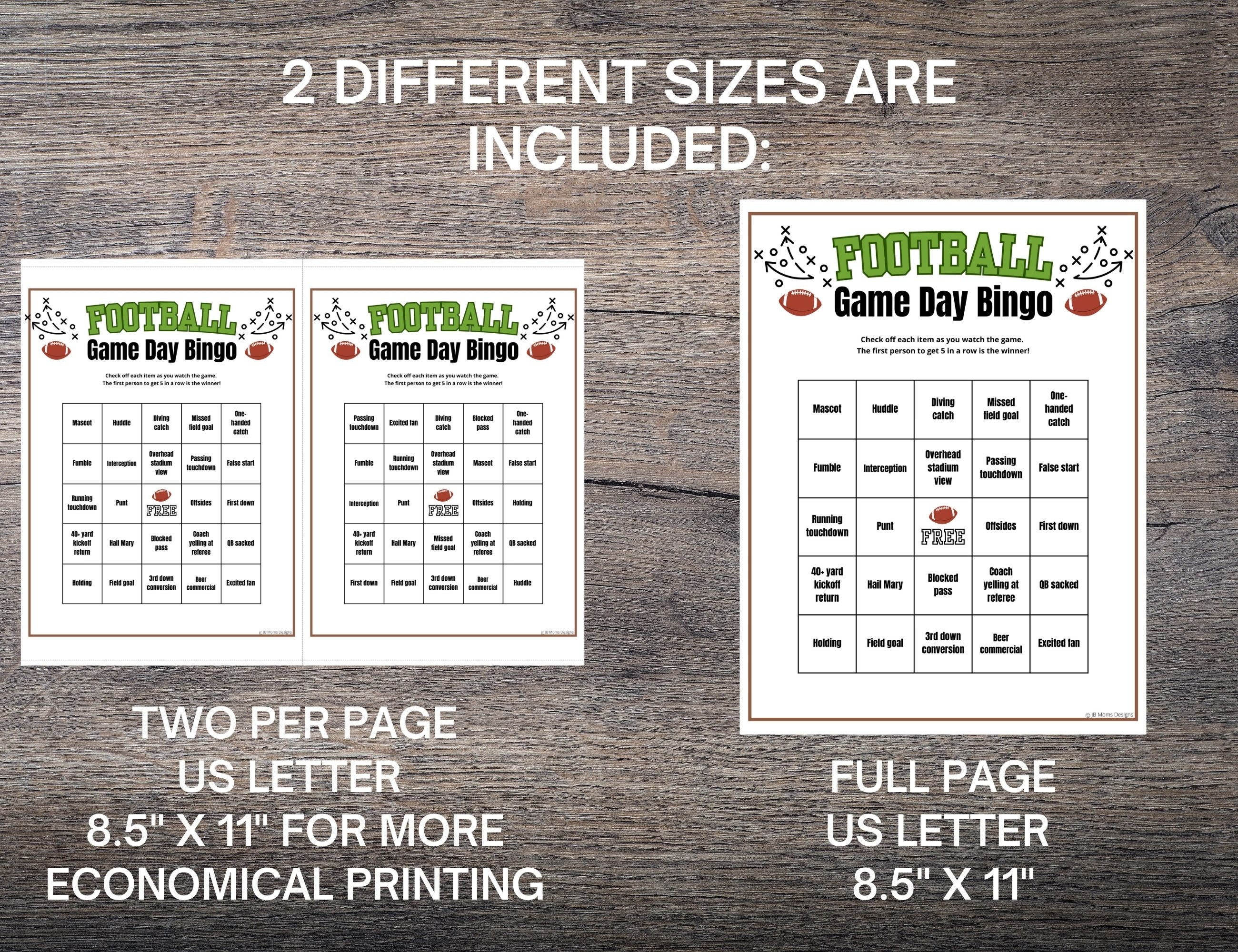 Football Bingo Game: Fun Party Idea (printable PDF) - Etsy