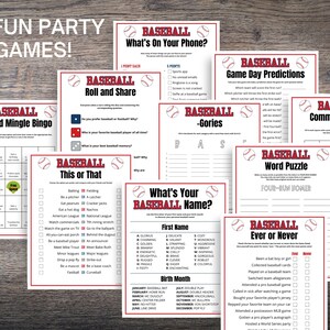 Baseball Party Games Bundle: 30 Printable Baseball-themed Games and Activities (PDF) - Etsy