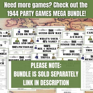 1944 TRIVIA Games BUNDLE, Fun 1944 Questions & Answers, Printable 1940s ...