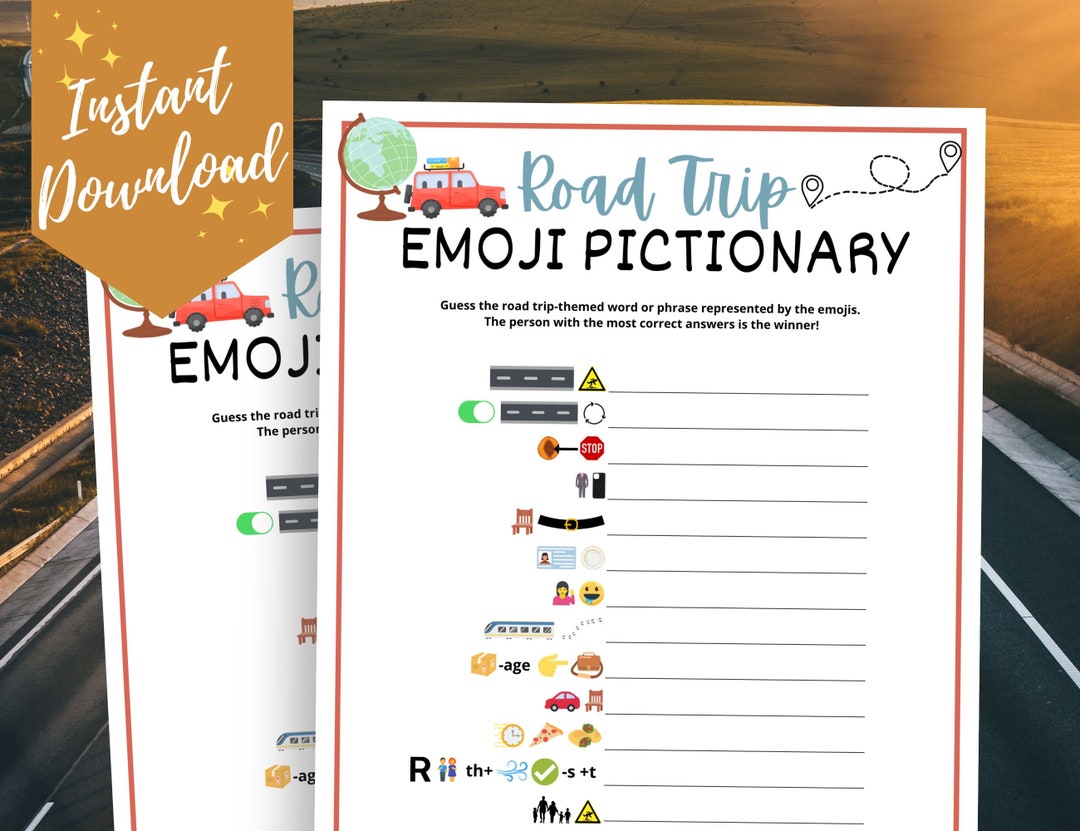 Road Trip Emoji Pictionary Game, Fun Emoji Game for Summer Travel or ...