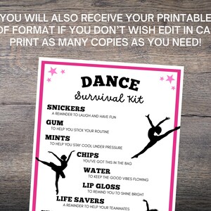 Editable Dance Competition Survival Kit: Gift Bag Tag Printables ...