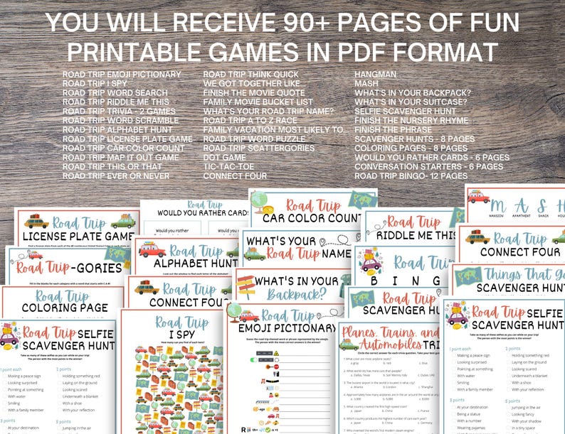 Road Trip Activity MEGA Bundle: 100+ Pages Family Travel Games ...