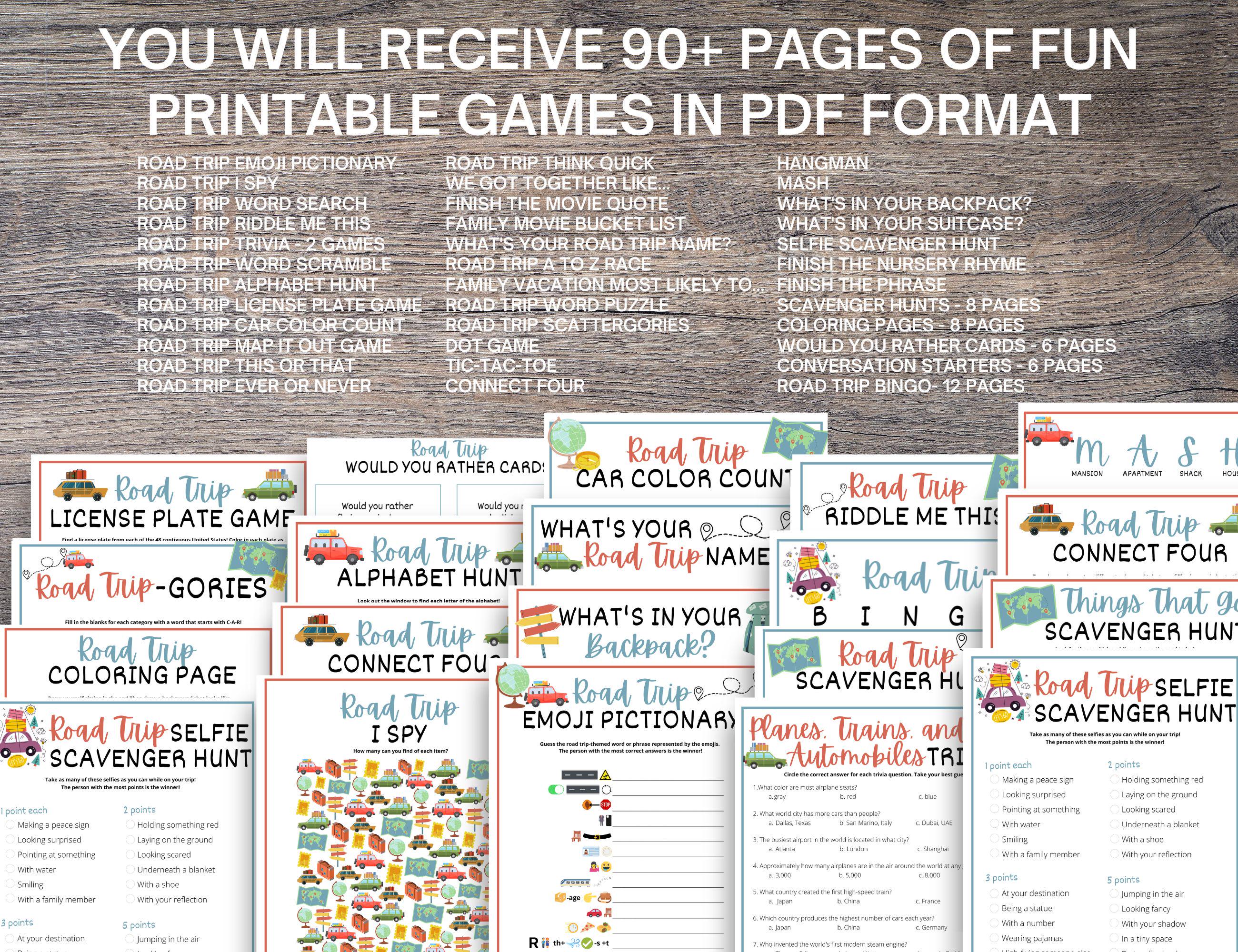 Road Trip Activity MEGA Bundle: 100+ Pages Family Travel Games ...