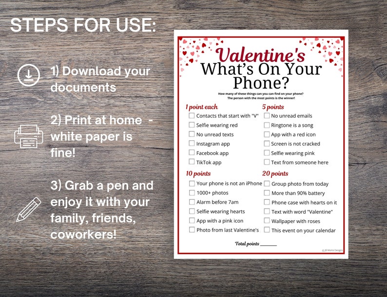 Valentine's 'what's on Your Phone' Game: Fun Party Idea (PDF) - Etsy