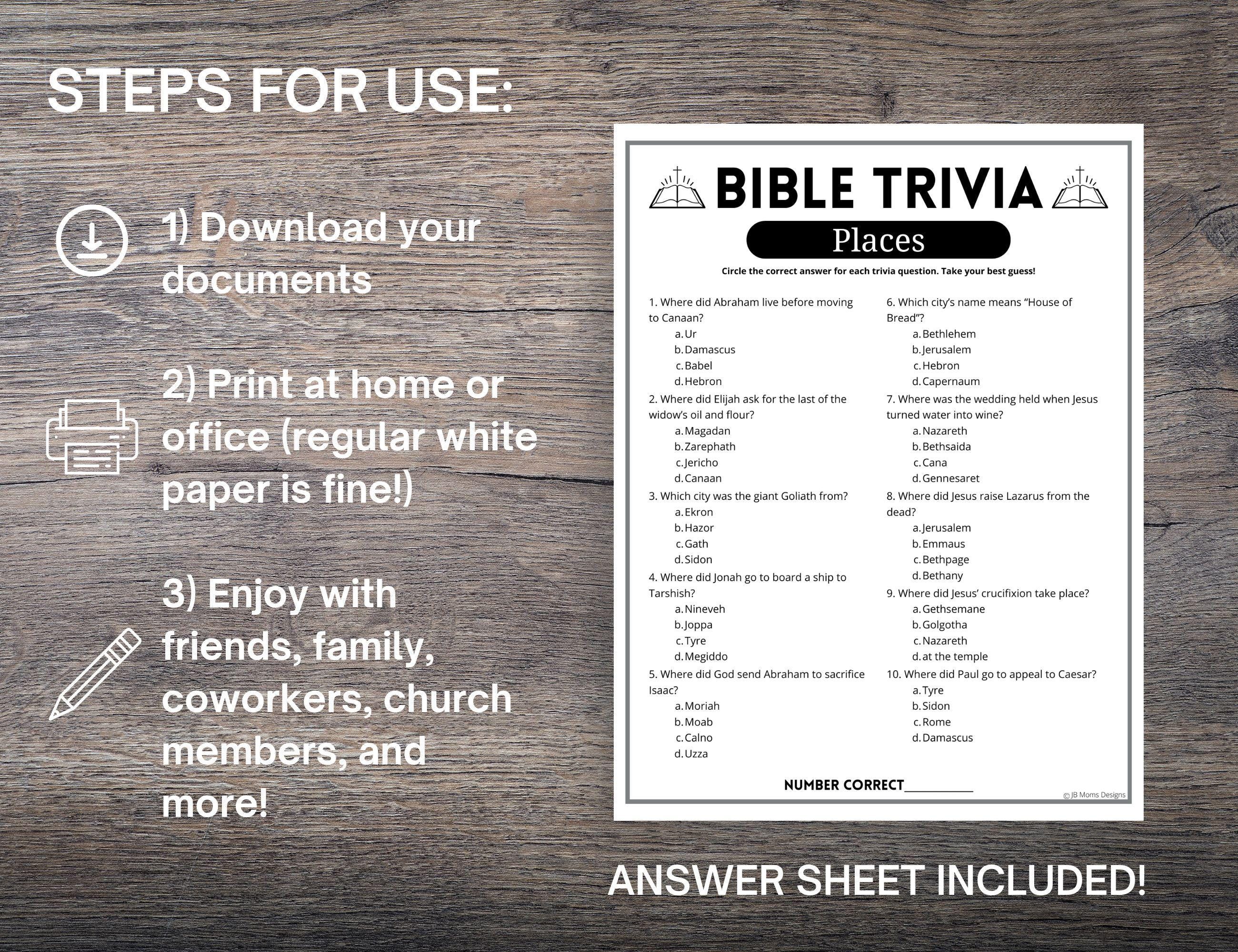 Bible Trivia Games Bundle: Christian Game Night (digital Download) - Etsy