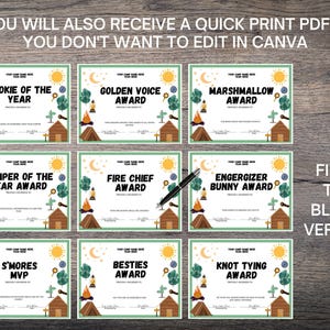Editable Summer Camp Awards: Printable Certificates (instant Download ...