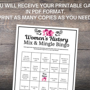 Women's History Month Mix & Mingle Bingo Game, Women's History Month ...