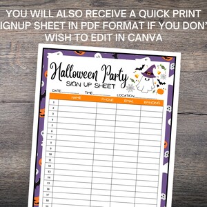 Editable Halloween Party Sign up Sheet (digital Download, Template) - Etsy