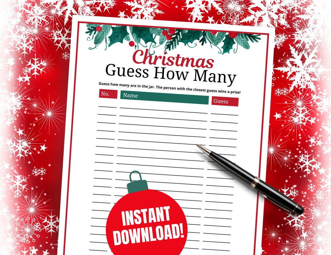 Christmas Guess How Many Game, Guess How Many Candies Game, Christmas ...
