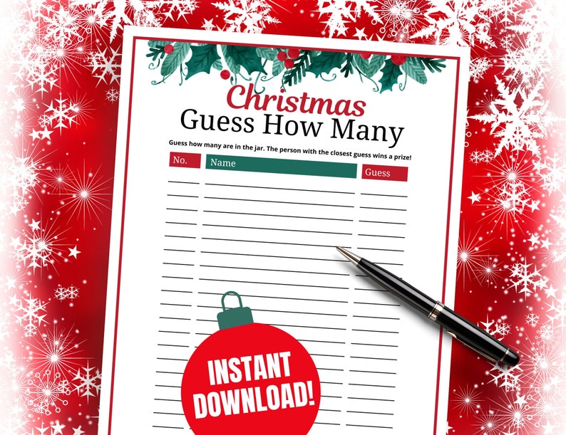 Christmas Guessing Game: How Many Candies Party Game (digital Download ...