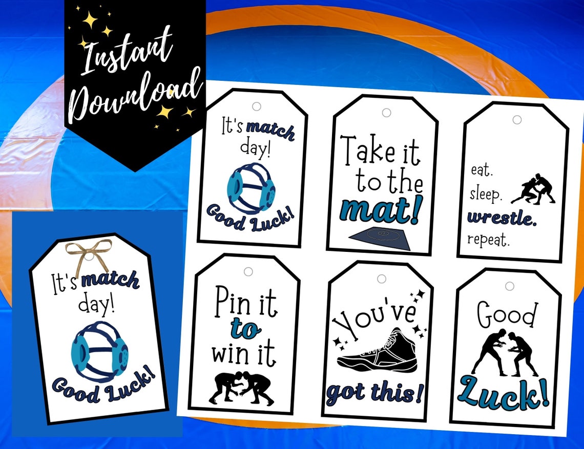 Wrestling Treat Tags: Good Luck Snack Tags (PDF) - Etsy
