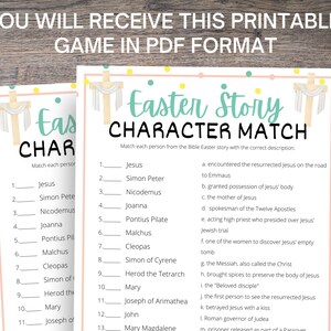 Bible Easter Story Character Match Game Christian (Instant Download) - Etsy