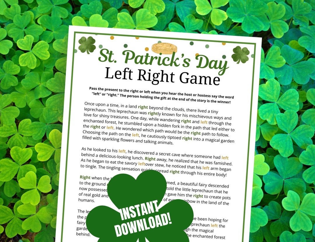 St. Patrick's Day Left Right Game: Printable Party Activity (PDF) - Etsy