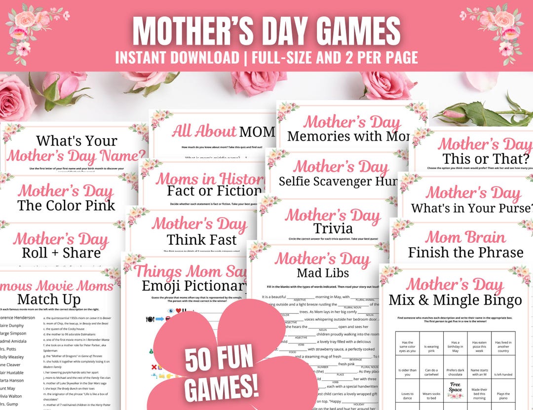Mother's Day Games MEGA Bundle: 50 Fun Party Games and Activities ...