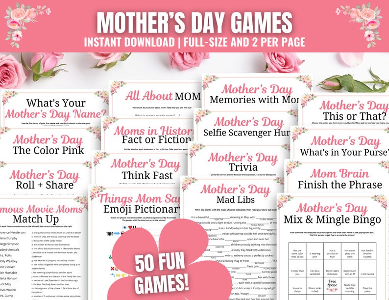 Mother's Day Games MEGA Bundle: 50 Fun Party Games and Activities ...