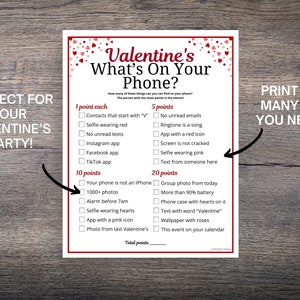 Valentine's 'what's on Your Phone' Game: Fun Party Idea (PDF) - Etsy