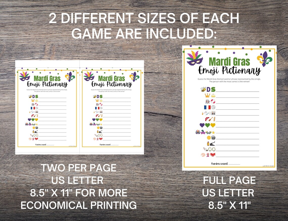 Mardi Gras Emoji Pictionary Game Fun Mardi Gras Games for - Etsy