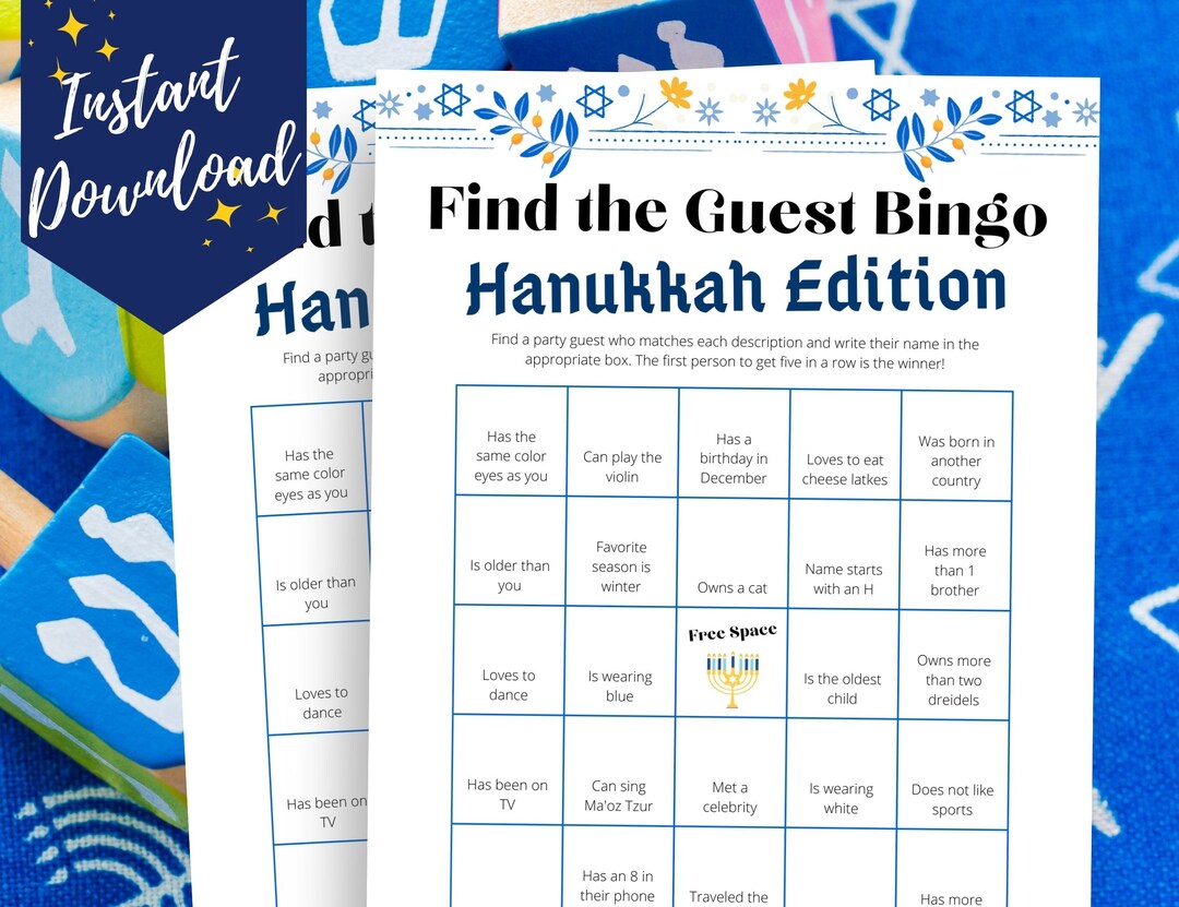 Hanukkah Find the Guest Bingo Game for Adults and Teens - Etsy