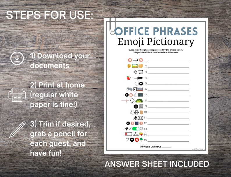 Office Trivia Game Bundle Office Emoji Pictionary Fun Work - Etsy