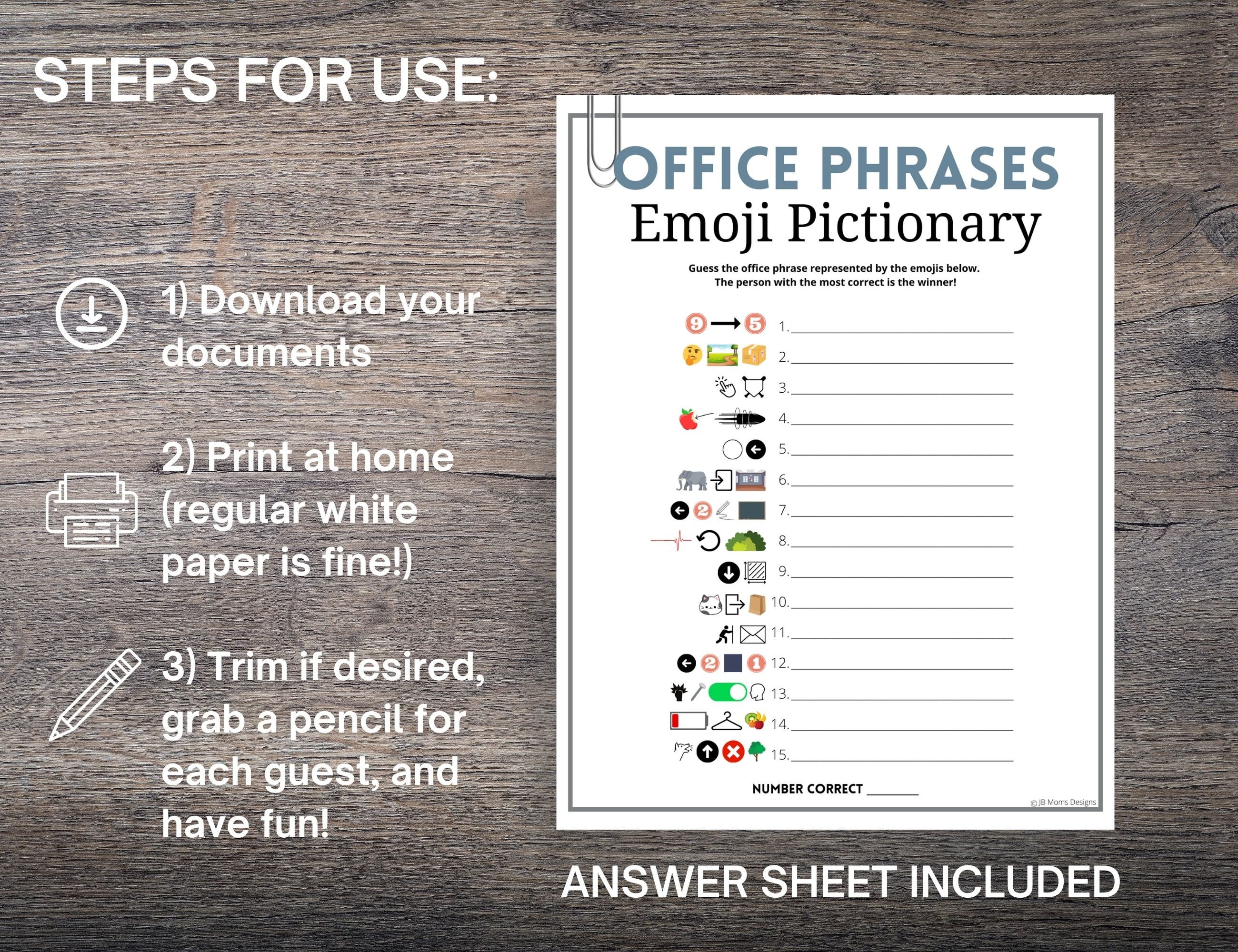 Office Trivia Game Bundle Office Emoji Pictionary Fun Work - Etsy
