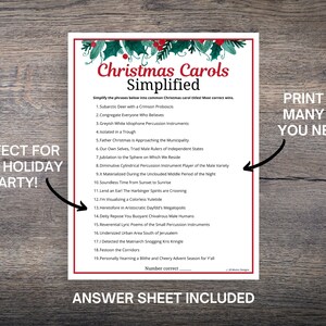 Christmas Carols Game: Challenging Music Trivia Activity (printable PDF ...