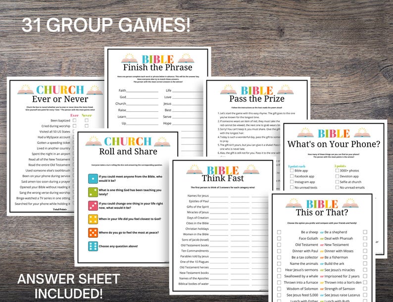 Bible Games Bundle: 70 Christian Activities (digital Download) - Etsy