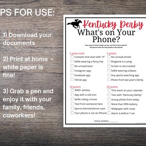 Kentucky Derby 'what's on Your Phone' Game (digital Download) - Etsy