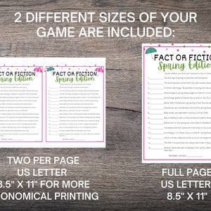 Spring Fact or Fiction Trivia Game Fun Spring Quiz for - Etsy