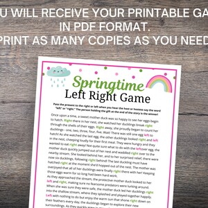 Spring Left Right Game: Fun Party Activity (PDF Download) - Etsy