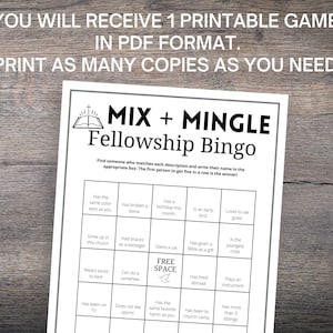 Fellowship Bingo Game: Christian Icebreaker, Church Youth Activity ...