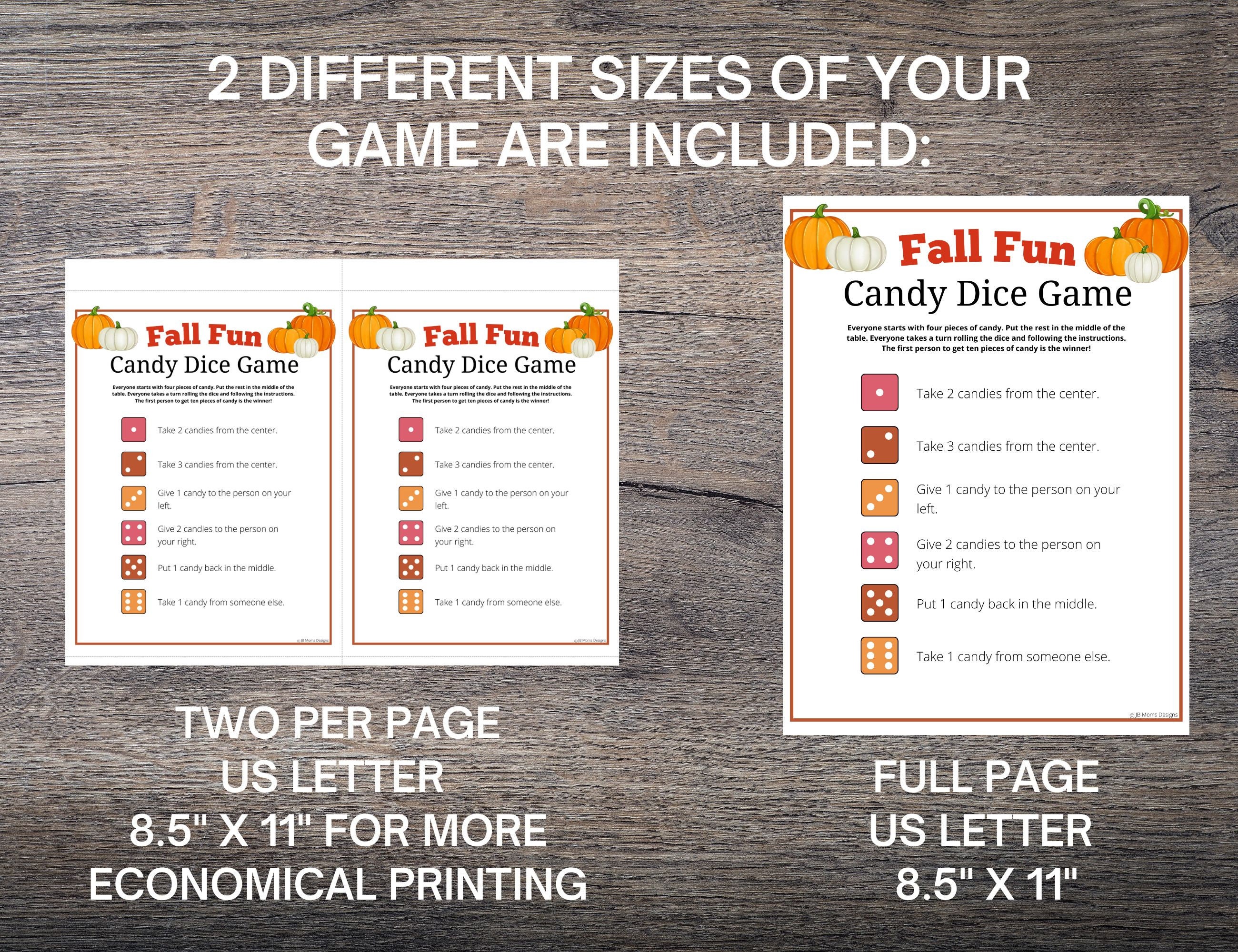 Fall Candy Dice Game: Fun Autumn Party Activity (digital Download) - Etsy