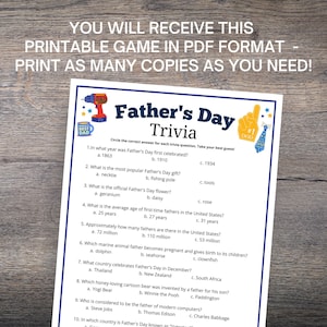 Father's Day Trivia Game Printable for Kids & Adults, Father's Day ...
