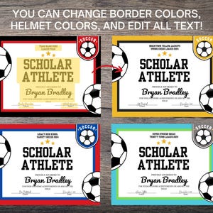 Editable Soccer Award Certificates: End of Season Team Party (digital ...