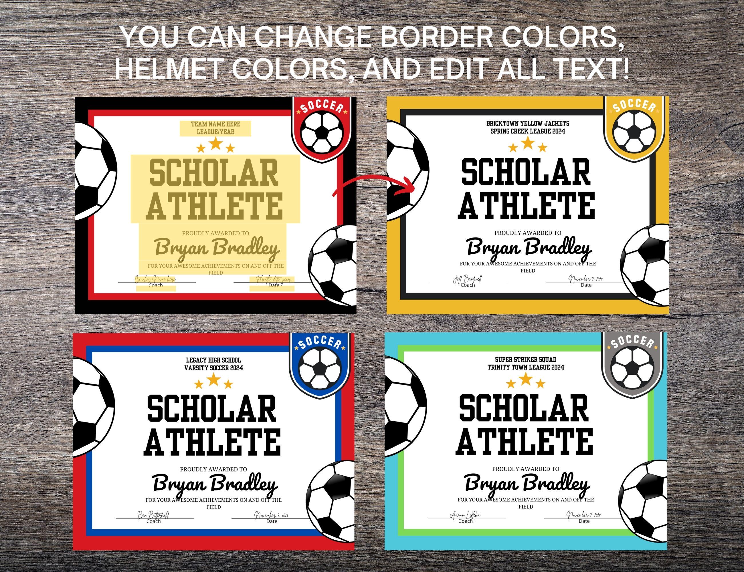 Editable Soccer Award Certificates: End of Season Team Party (digital ...