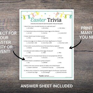 Easter Trivia Game: Printable Easter Quiz (digital Download) - Etsy