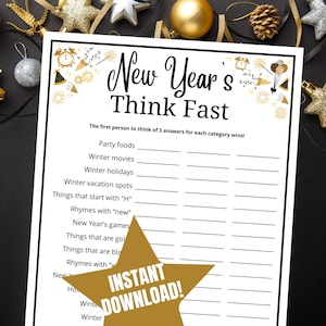 New Year's Think Fast Game: Printable NYE Party Activity (PDF) - Etsy
