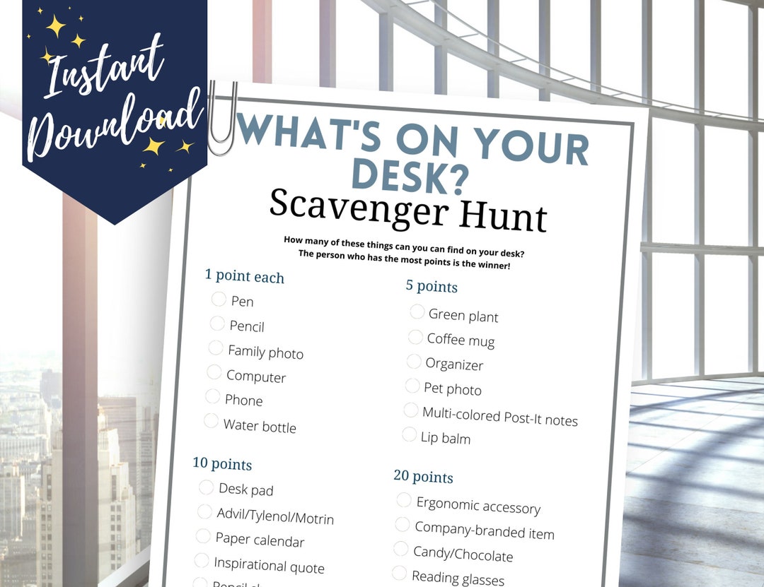 Office Scavenger Hunt Game: Fun Work Party Activity (digital Download ...