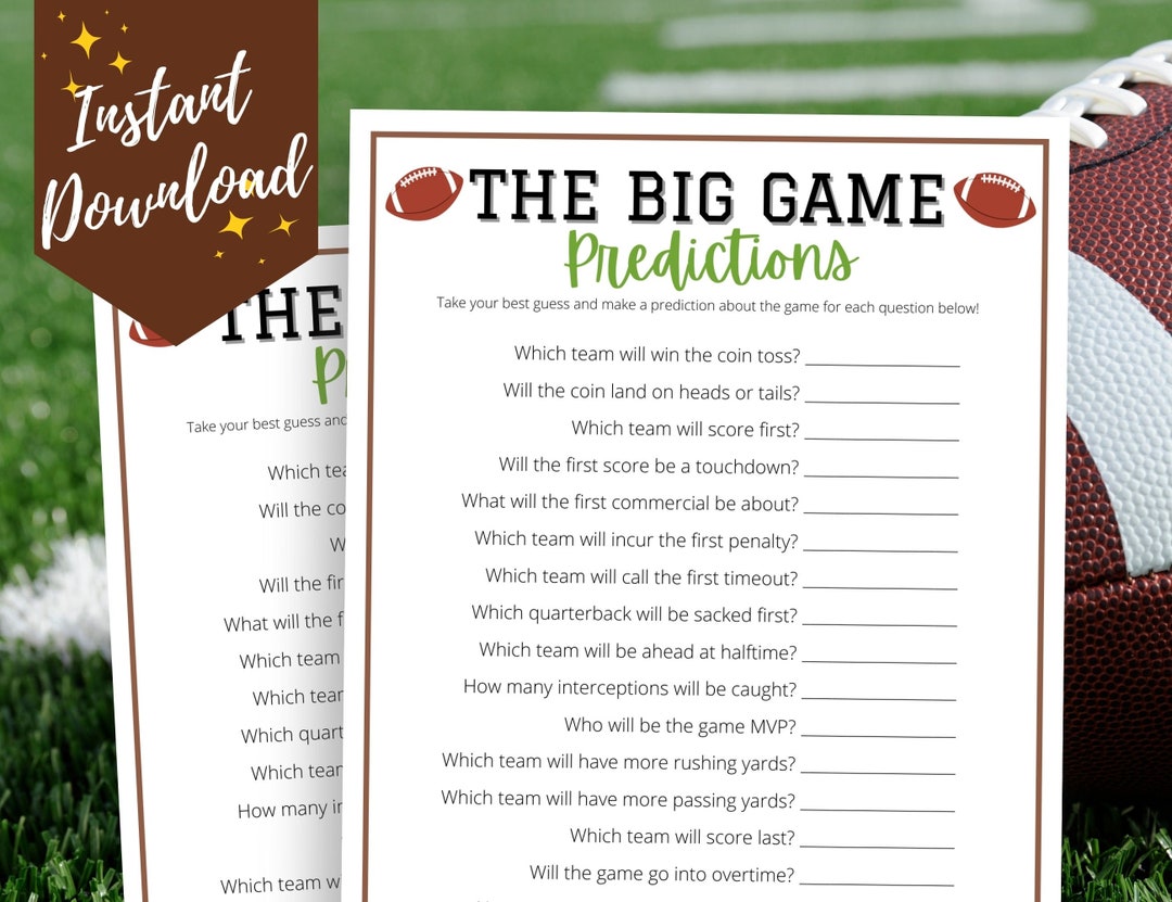 Super Football Game Predictions Printable for Adults Super - Etsy