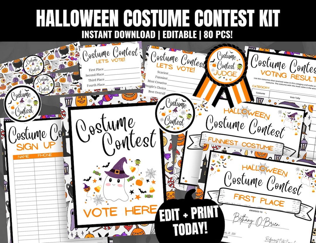 Editable Halloween Costume Contest Kit: Ballots, Awards and More ...