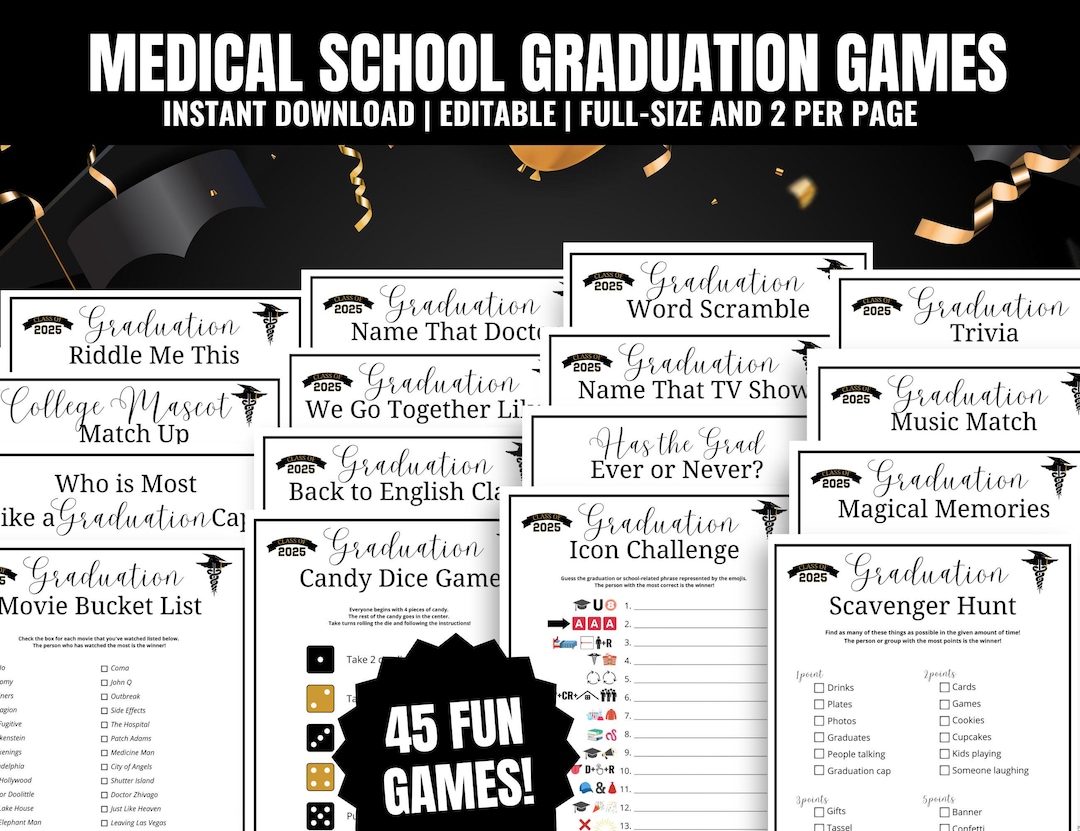 Medical School Graduation Party Games: 45 Game MEGA Bundle (PDF) - Etsy