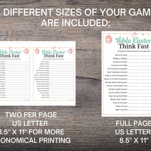 Bible Easter Think Fast Game: Printable Christian Easter Activity (PDF ...